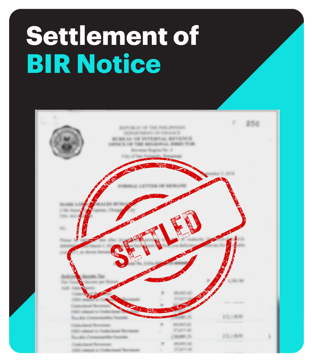 Settlement of BIR Notice – Taxumo Partner Services