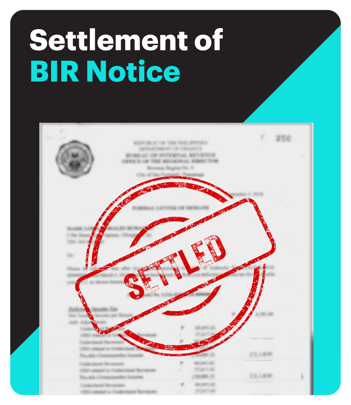 Settlement of BIR Notice – Taxumo Partner Services
